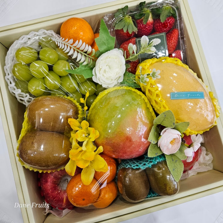 이바지 인사 혼합과일선물세트 프리미엄 과일에 고급조화 보자기 포장까지 택배로도 받아볼 수 있는 다네과일 네이버 블로그