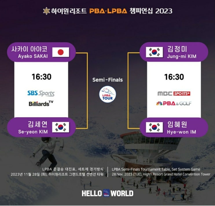 23-24 PBA Tour 하이원리조트 LPBA 4강 준결승 대진표 경기정보 - 8강 결과 _LPBA 4강 준결승 중계 일정 : 네이버 블로그