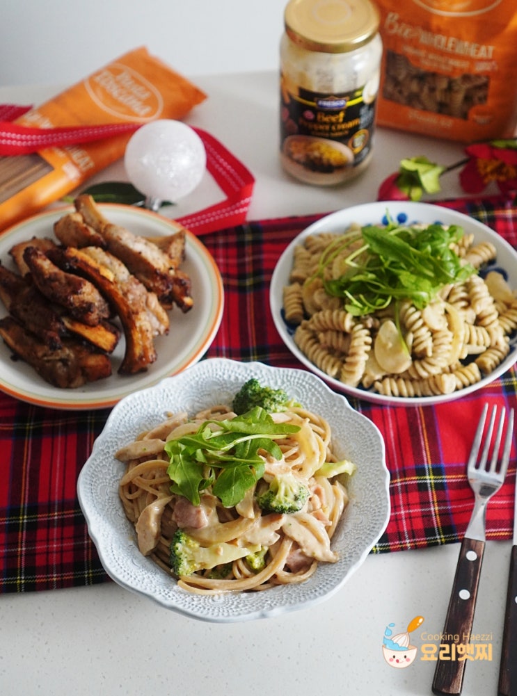 맛있는 크림파스타 만들기 파스타요리 오뚜기 토스카나 통밀 스파게티면 홈파티 : 네이버 블로그