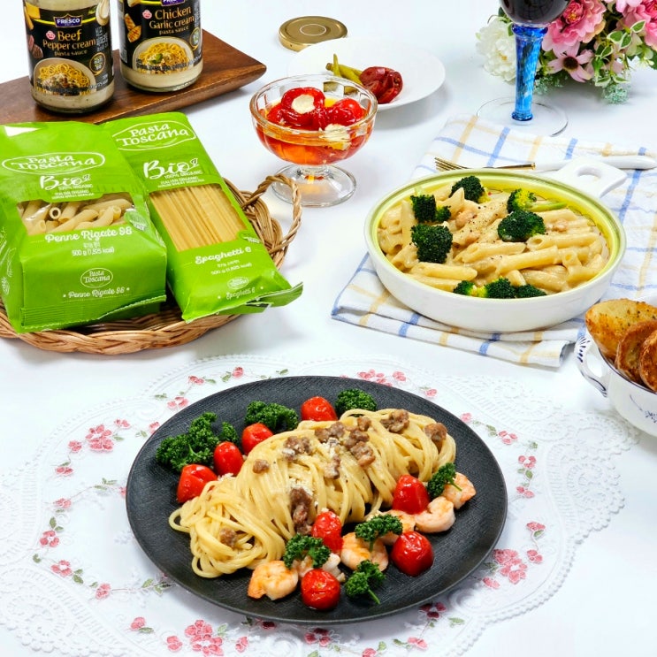 오뚜기 파스타 토스카나 펜네 크림파스타 소스 레시피 크리스마스 연말 홈파티음식 : 네이버 블로그