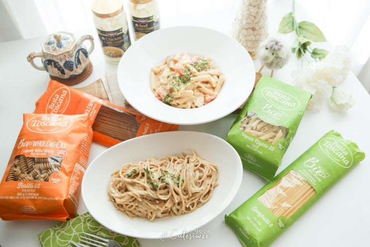 크림 파스타 만들기 오뚜기 토스카나 통밀 파스타면+크림 파스타소스 요리 레시피 : 네이버 블로그