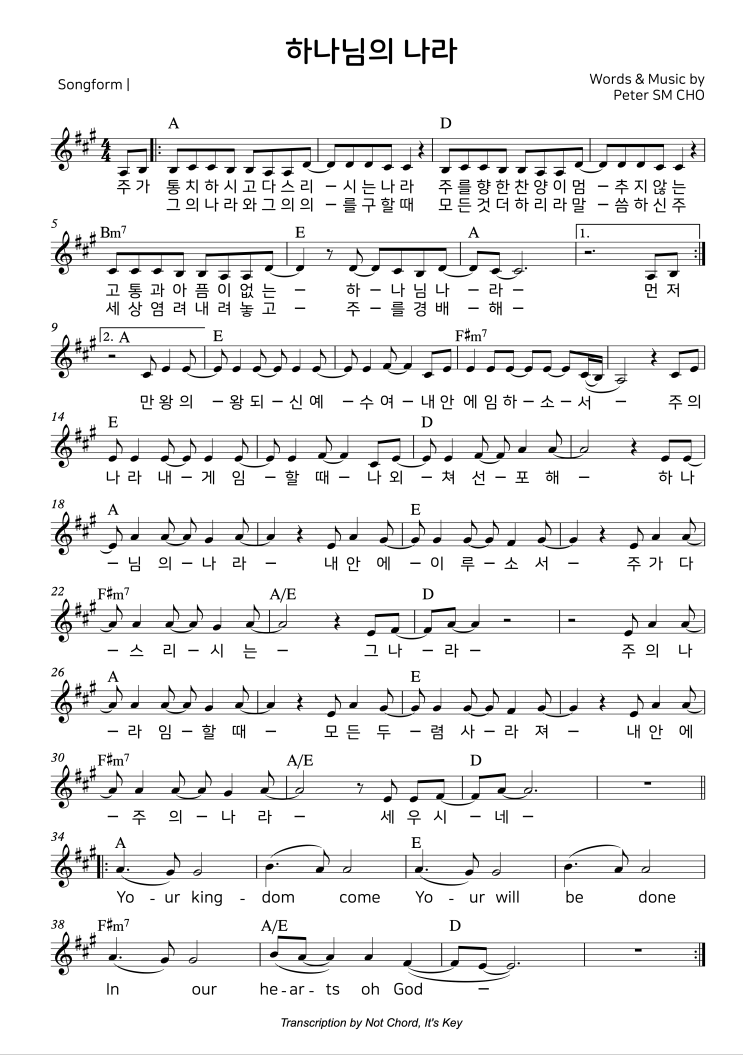 하나님의 나라_Ab,A,Bb,B,C키(Key)악보 : 네이버 블로그