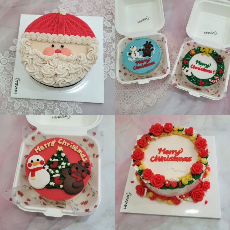 부산 크리스마스 케이크:케익:케잌:떡:미니:도시락:레터링:디자인:화사케이크:행사:퇴직:산타:루돌프:눈사람:트리:귀여운:예쁜:파티 ...