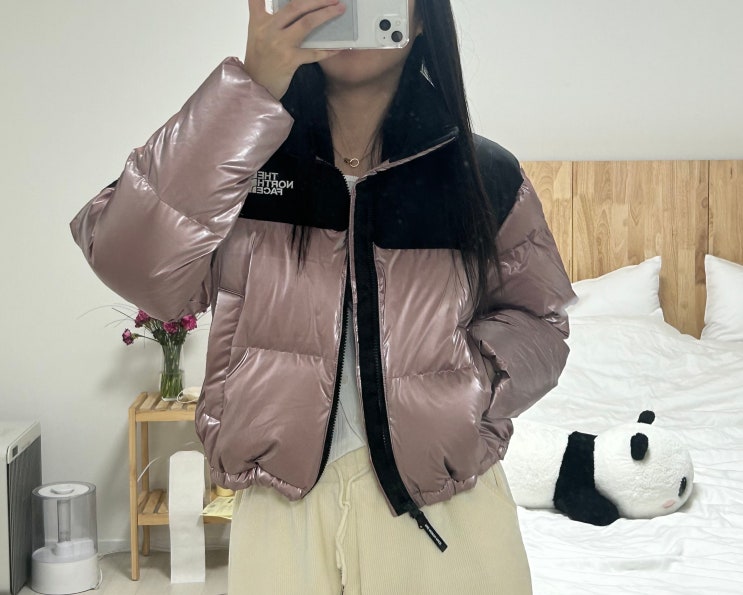 노스페이스 노벨티 눕시 핑크 숏패딩 내돈내산 리뷰 사이즈 디테일컷 착용샷 등 네이버 블로그