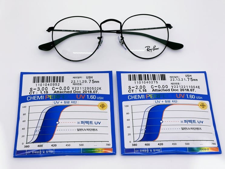 신대방삼거리안경 성대시장 옵틱스안경 Rayban 레이벤 Rb3447v Round Metal 블랙 원형 케미 퍼펙트 Uv 블루