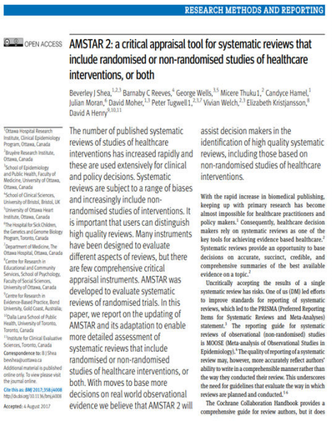 체계적 문헌 고찰 평가 : AMSTAR 2.0 도구와 CASP Systematic Reveiw Checklist 평가 : 네이버 블로그