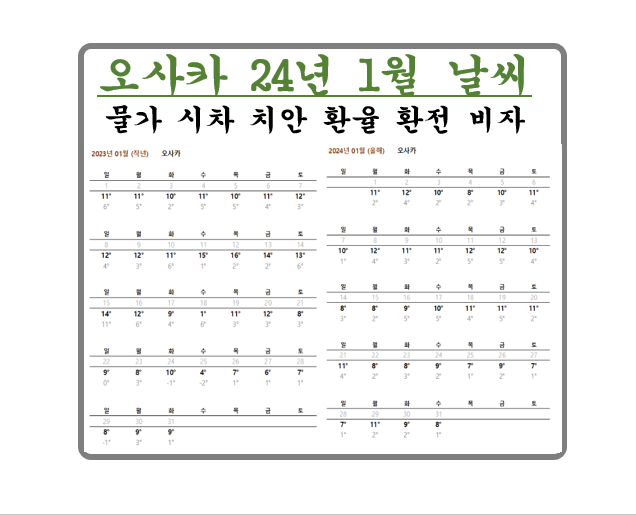 오사카 24년 1월 날씨 전압 물가 시차 비자 환율 환전 항공권 일본 여행 정보 네이버 블로그