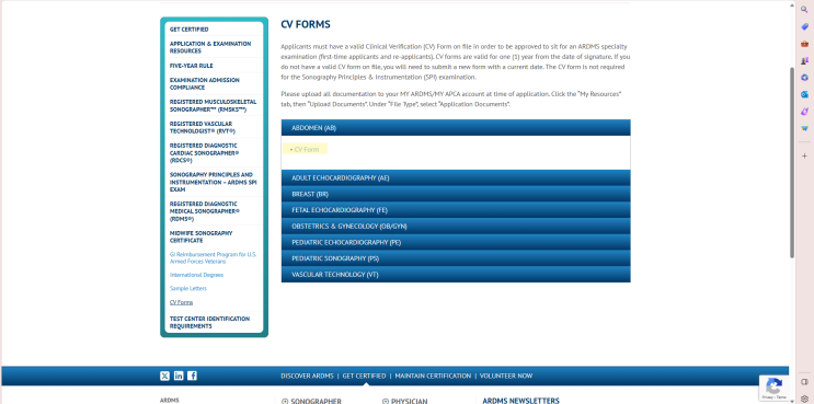 ARDMS(AB) 복부 시험 신청하는 방법 4)서류준비-CV form : 네이버 블로그