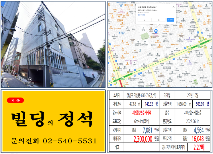 강남구 테헤란로 200억 오피스 빌딩 실거래가 조회 역삼동 636 7 강남역 230억 원 평당 1억 6048만 원