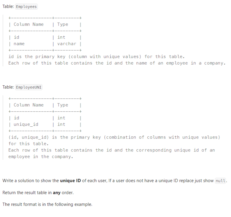 SQL_LeetCode 1378_Replace Employee ID With The Unique Identifier : 네이버 블로그
