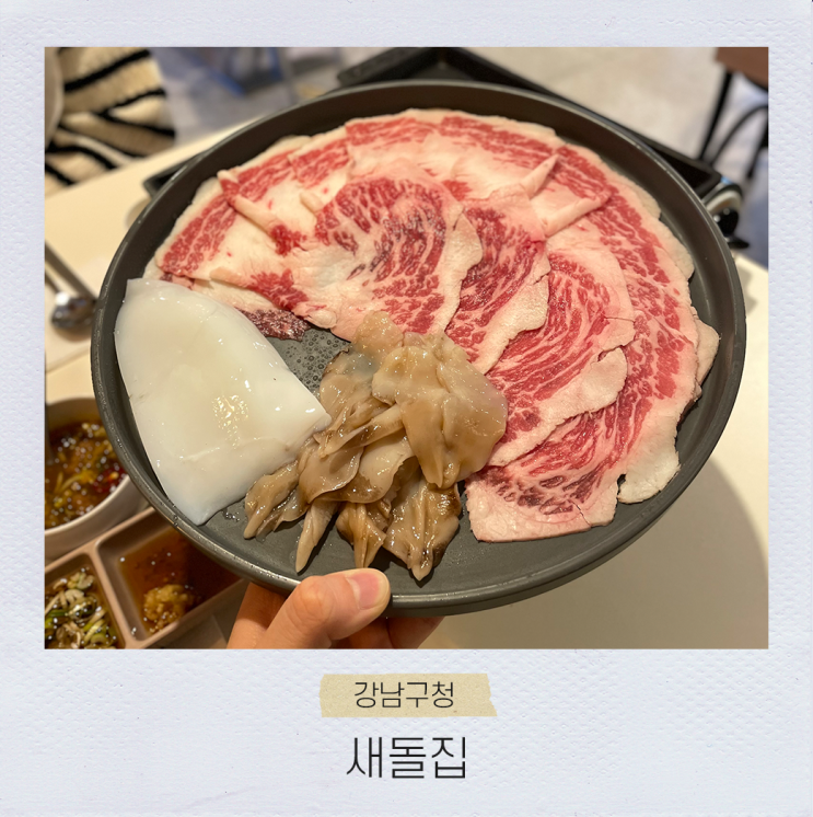 강남구청 근처 주차 가능한 맛집 소고기 회식 장소로 추천하는 새돌집 차돌 삼합 솔직 후기 네이버 블로그