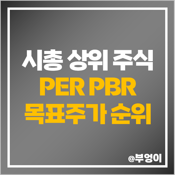코스피 시가총액 상위 주식 삼성전자 현대차 배당금 목표 주가 Per Pbr 시총 순위 네이버 블로그