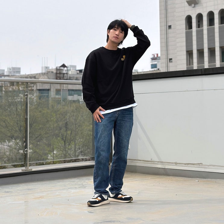 바이모노 남자 오버핏맨투맨 스웨트셔츠 꾸안꾸룩 캐주얼 코디 완성 네이버 블로그
