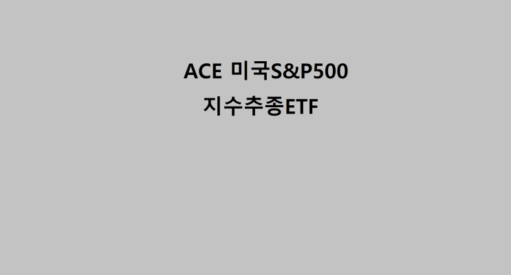 지수추종ETF ACE 미국S&P500 연금저축 ISA IRP 모아가는중 : 네이버 블로그