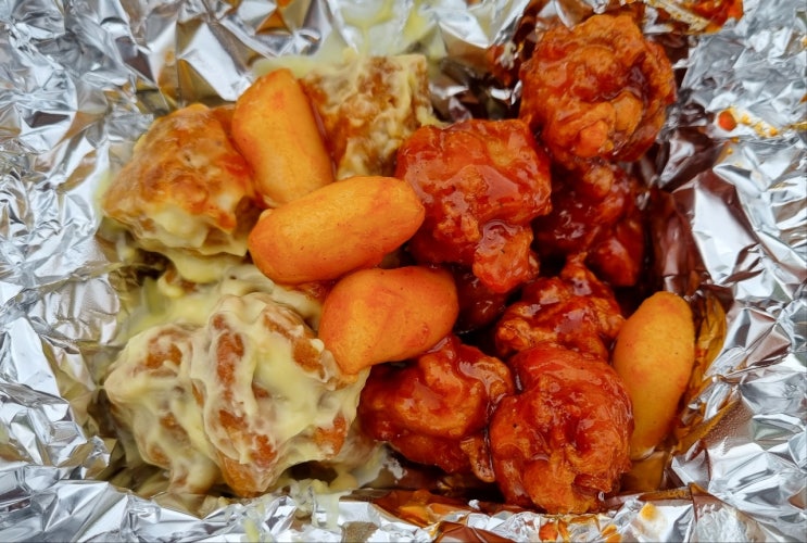 망원시장맛집 이 집이 원조입니다 큐스닭강정 오리지널양념치즈머스타드 추천 네이버 블로그