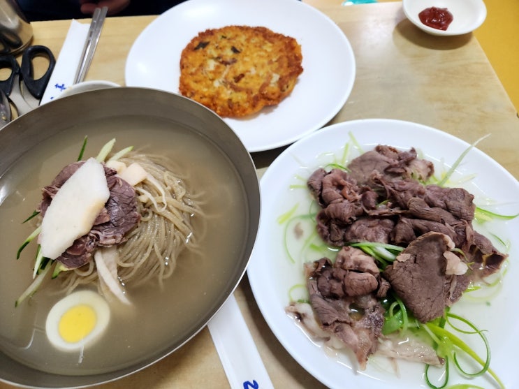 내돈내산 서울3대평양냉면 을밀대 본점 평일점심웨이팅주차수육냉면녹두전에 낮술 네이버 블로그