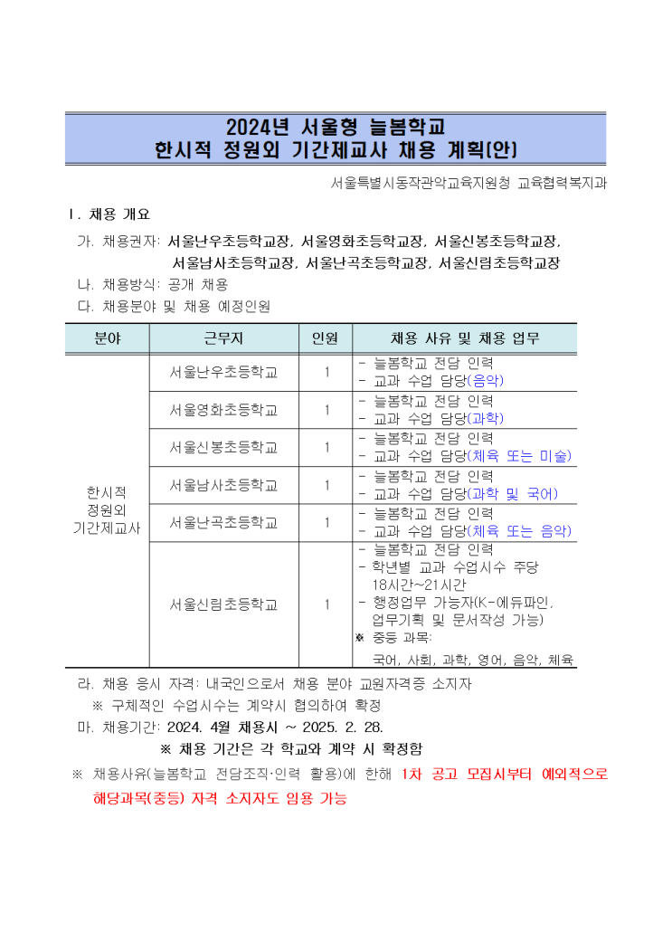 늘봄기간제교사vs 늘봄실무사또는 늘봄전담사 늘봄학교 행정인력vs 늘봄강사 네이버 블로그