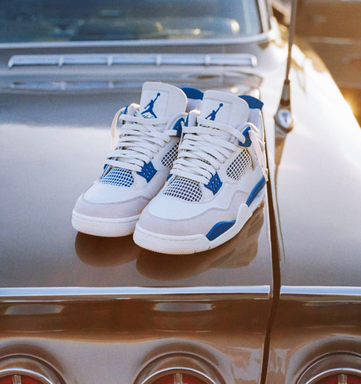나이키 에어조던4 OG '밀리터리 블루' 리이메진드 모델 발매 소식, NIKE Air Jordan4 Industrial Blue 디자인, 프리미엄 오프화이트 가죽의 스니커즈 ...