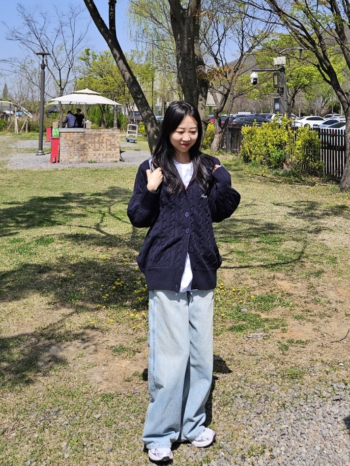 일본패션 느낌의 브랜드 데이라이프 페르소나 오버핏 가디건 여자 봄 코디 네이버 블로그