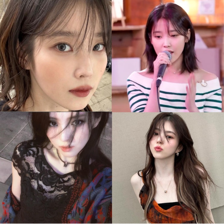 긴머리 중단발 레이어드컷 연예인 아이유 한소희 머리 비교 네이버 블로그