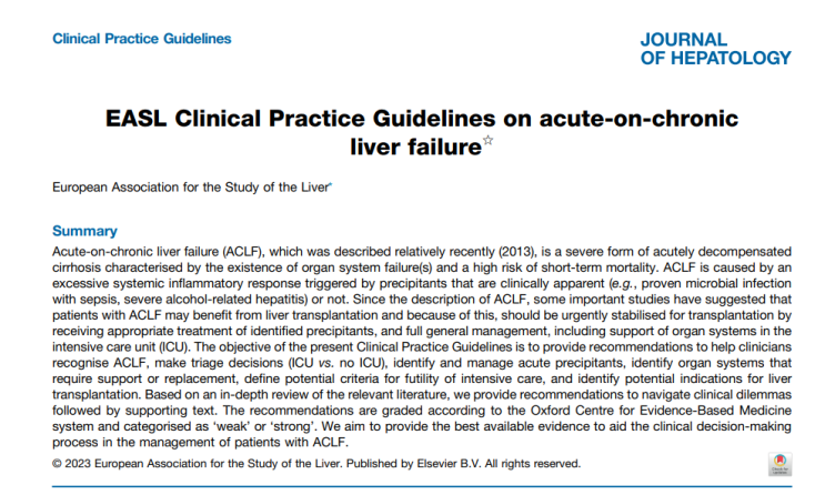 EASL ACLF 가이드라인에서 ACLF grade를 위한 6 organ systems과 예후 : 네이버 블로그