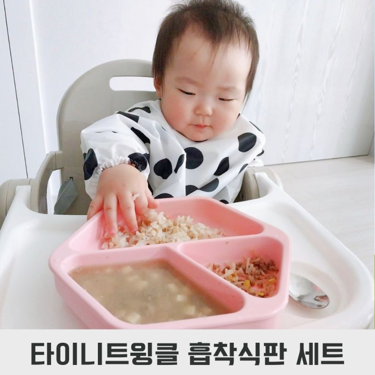 타이니트윙클 스푼 방수 천 턱받이 실리콘 3구 흡착식판 자기주도 이유식 필수템 네이버 블로그