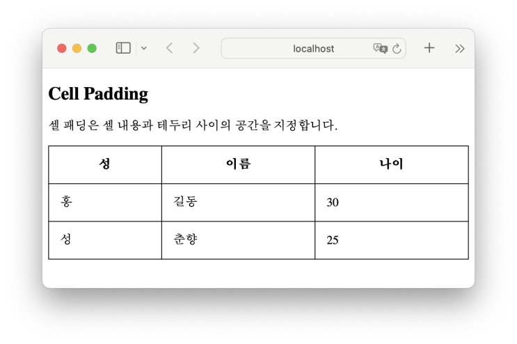 HTML Table Padding & Spacing (패딩 및 간격) : 네이버 블로그