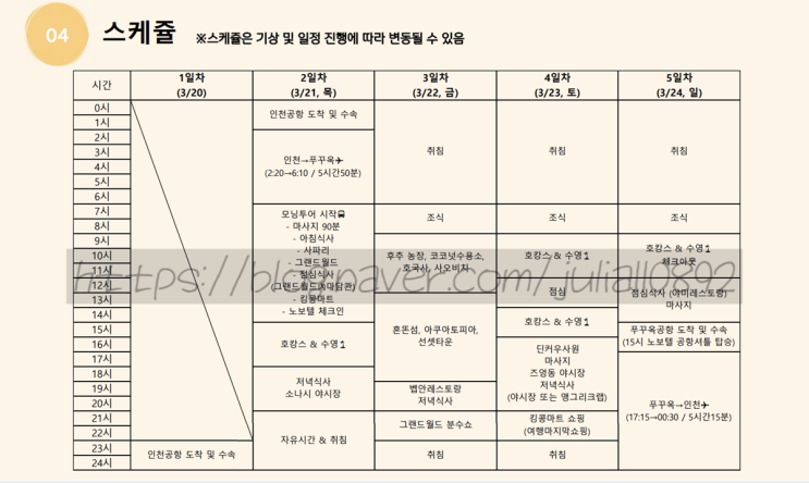 다시 간 푸꾸옥 대가족 여행 여행 준비 7 푸꾸옥 자유여행 일정코스 짜기혼똔섬 운영시간 등 일정표 공유비번有