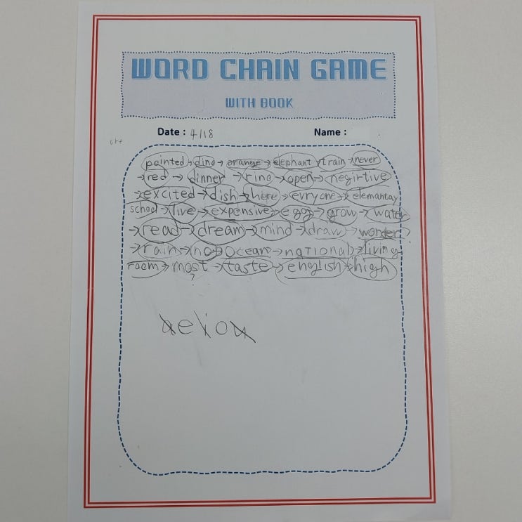 [마천동 영어학원] 독서활동 - Word Chain Game(끝말잇기) : 네이버 블로그