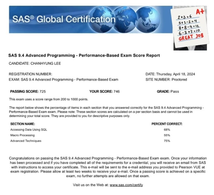 SAS 9.4 Advanced Programming 자격증 취득 후기! : 네이버 블로그