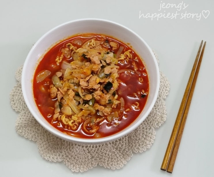 얼큰한 국물 백종원 빽라면 짬뽕햄라면 끓이기 깡통햄 짬뽕라면 레시피 네이버 블로그