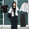 주현영 공항 패션 And 인스타그램 패션 정보하이드로겐hydrogen 경량 여자 바람막이 크롭 티셔츠 카고 스커트 코디