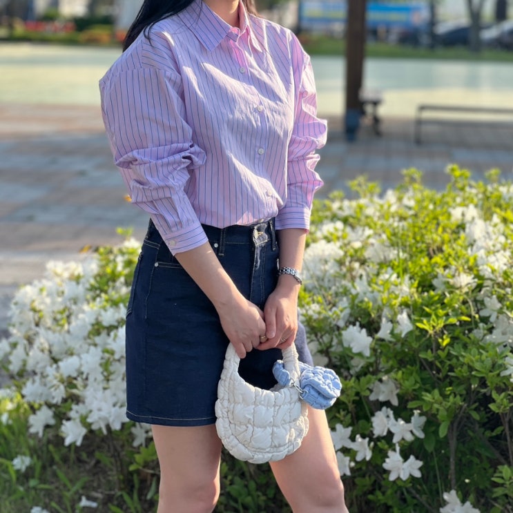 사색 스트라이프 핑크셔츠 여자남방코디 추천 네이버 블로그