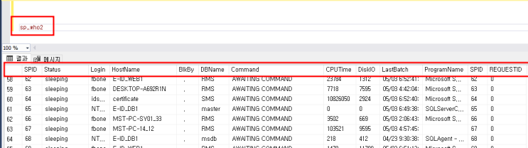 (SQL) MSSQL 실행 중인 쿼리 확인 (sp_who2, dbcc inputbuffer, kill) : 네이버 블로그