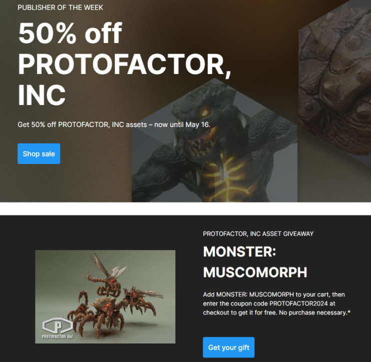 반짝 무료 에셋! 26개 애니 포함 3D 몬스터! + 다양한 3D 게임 캐릭터 에셋들 50%할인! (by PROTOFACTOR ...