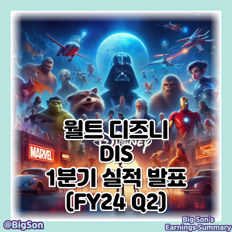 월트 디즈니 주식 1분기 실적 발표(FY24 Q2) : 주가 급락 이유와 전망 : 네이버 블로그