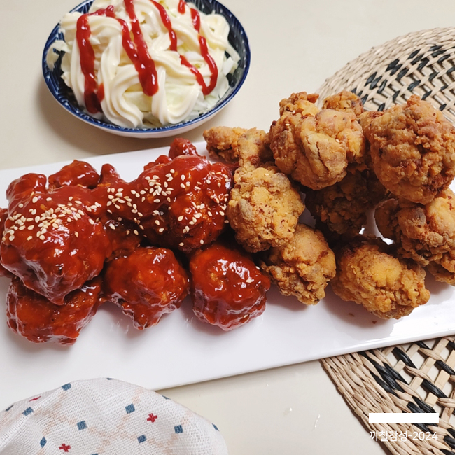 편스토랑 류수영 반반 치킨 레시피 후라이드 양념치킨 만들기 닭윙 염지 튀김 요리 : 네이버 블로그