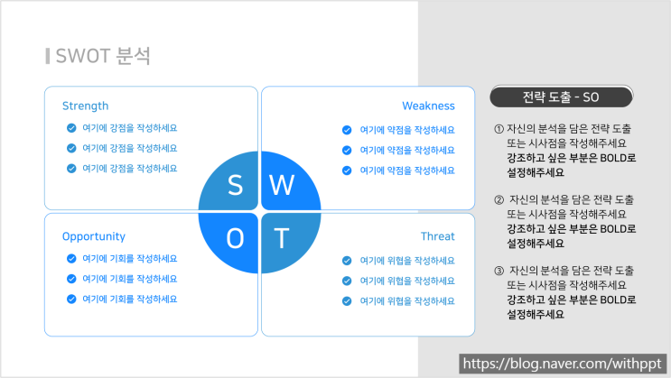 SWOT 분석 PPT 디자인 : 네이버 블로그