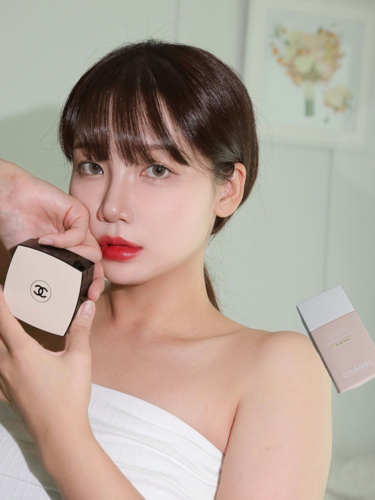 샤넬 뷰티 레 베쥬 쿠션 추천 조합 복숭아메베와 함께 르 블랑 메이크업 베이스 라이트 네이버 블로그