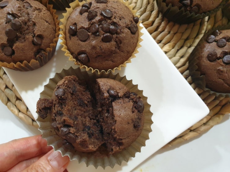 초코머핀 에어프라이어 초코컵케이크 만들기 : 네이버 블로그