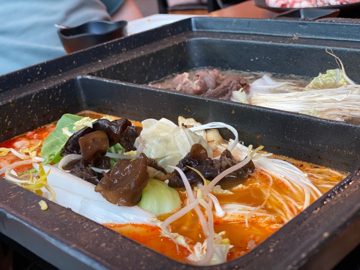 구미 산동 샤브샤브 맛집 무한리필 투인샤브 편백나무찜 샤브샤브 고기무한 야채무한 네이버 블로그