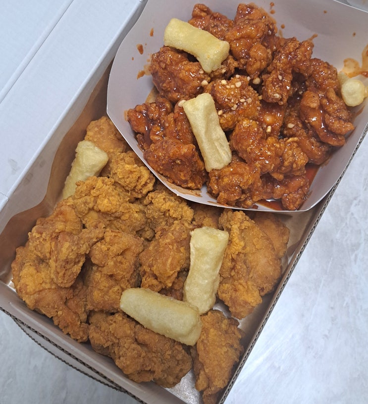 자담치킨 순살 양념 반 후라이드 반 칼로리 네이버 블로그
