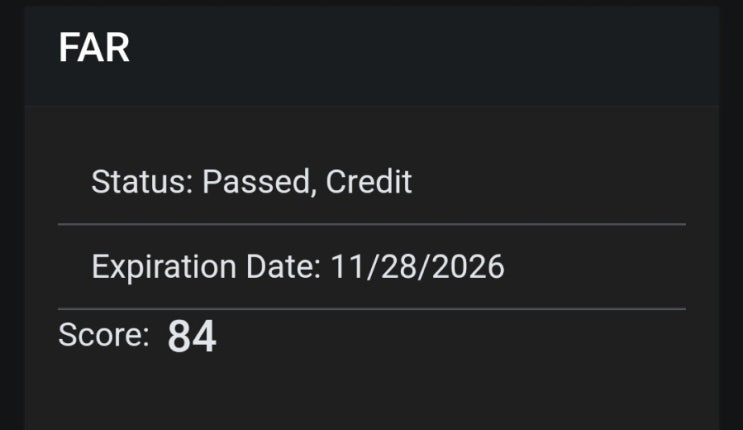 AICPA 시험 결과 [FAR, AUD, REG] : 네이버 블로그