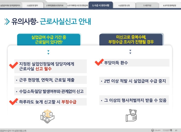 실업급여 6차 근로사실신고 장학금 공모전 상금은 신고를 해야할까 사람인 구직활동 취업특강 네이버 블로그