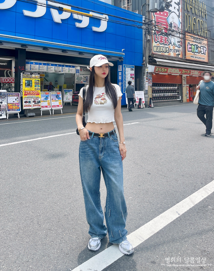 와이드 팬츠 데님 여자 청바지 코디 엑스톤즈우먼 스티치 벨트루프 팬츠 키치룩 모리걸 네이버 블로그