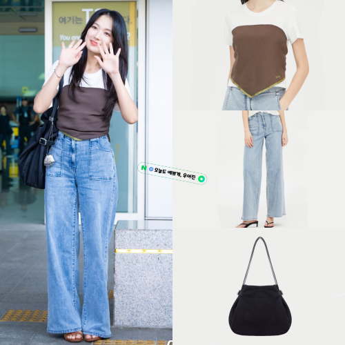 솔이 떴다 김혜윤 공항패션 와이드팬츠 청바지패션 시슬리 스카프 티셔츠 루에브르 가방까지 핵이뻐 네이버 블로그