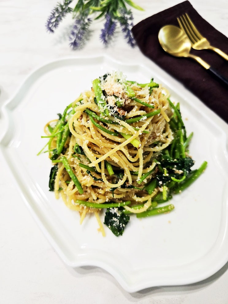 참나물 명란파스타 만들기 명란젓요리 오일파스타 스파게티 종류 : 네이버 블로그