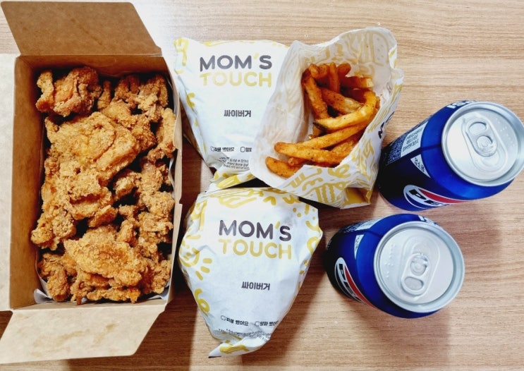 맘스터치 커플순살세트후라이드 싸이순살 싸이버거2 콜라2 배달 후기 네이버 블로그