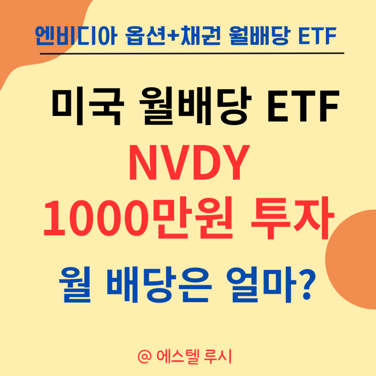 미국 월배당 etf 추천 : NVDY에 1000만원 투자 시 월배당은 얼마 : 네이버 블로그