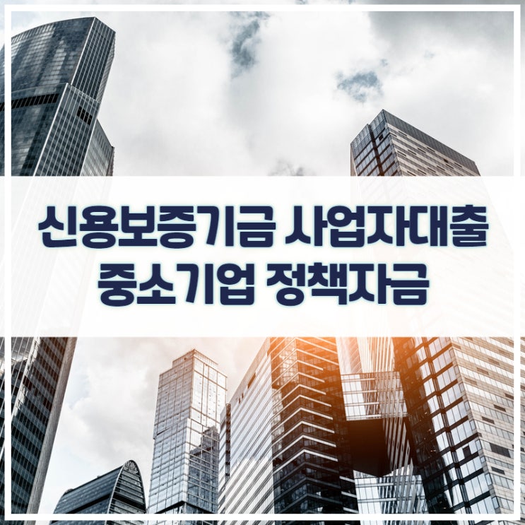 신용보증기금 사업자대출 정부 중소기업 정책자금 법인사업자대출 네이버 블로그